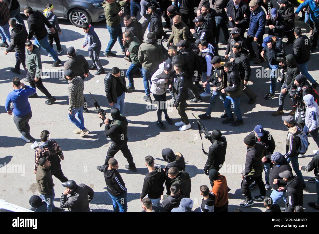 Nablus, Palestine. 13th Feb, 2023. Masked gunmen from the Al-Aqsa ...