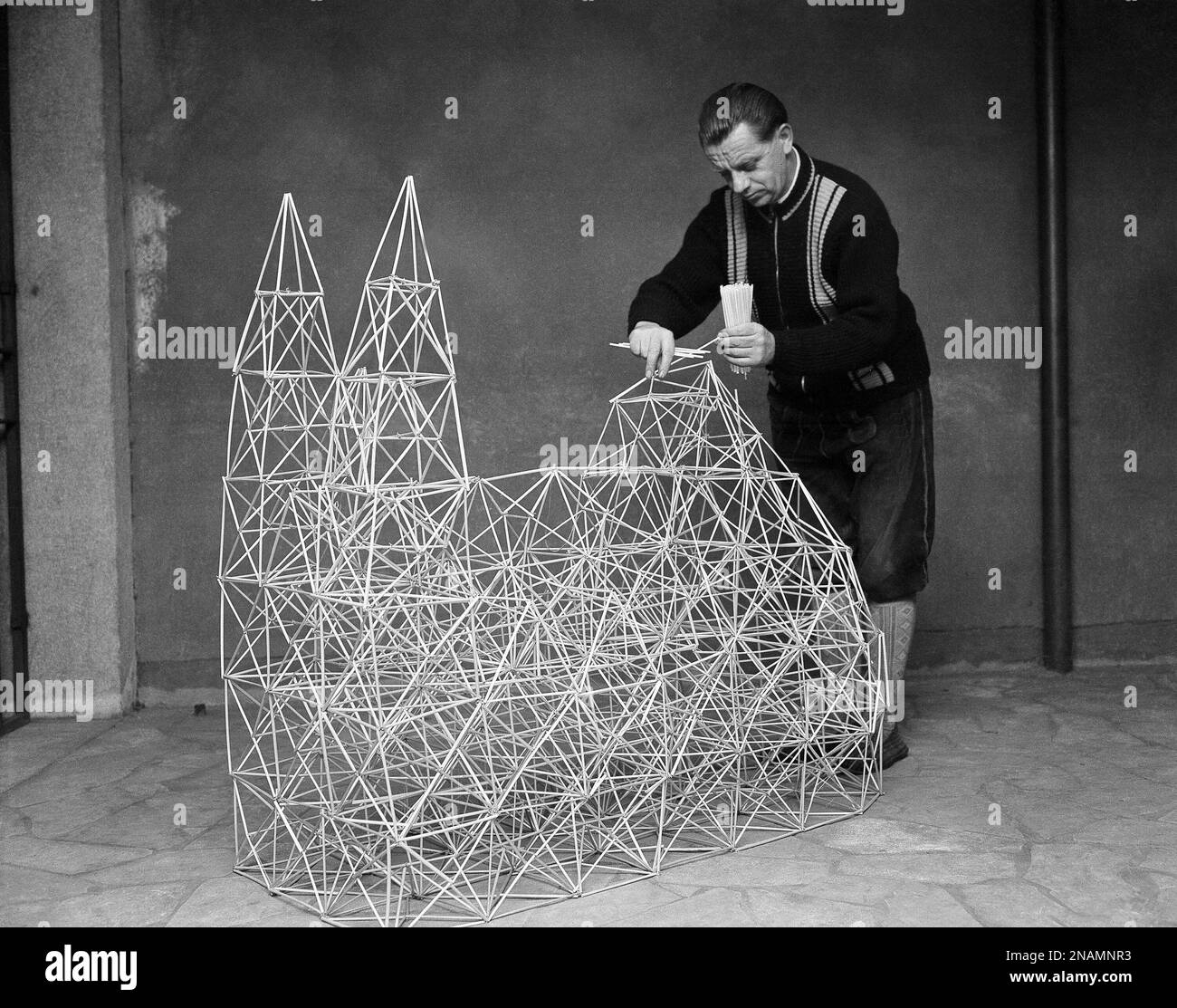 Ernst Raab of Nuernberg, West Germany, adds finishing touches to his ...