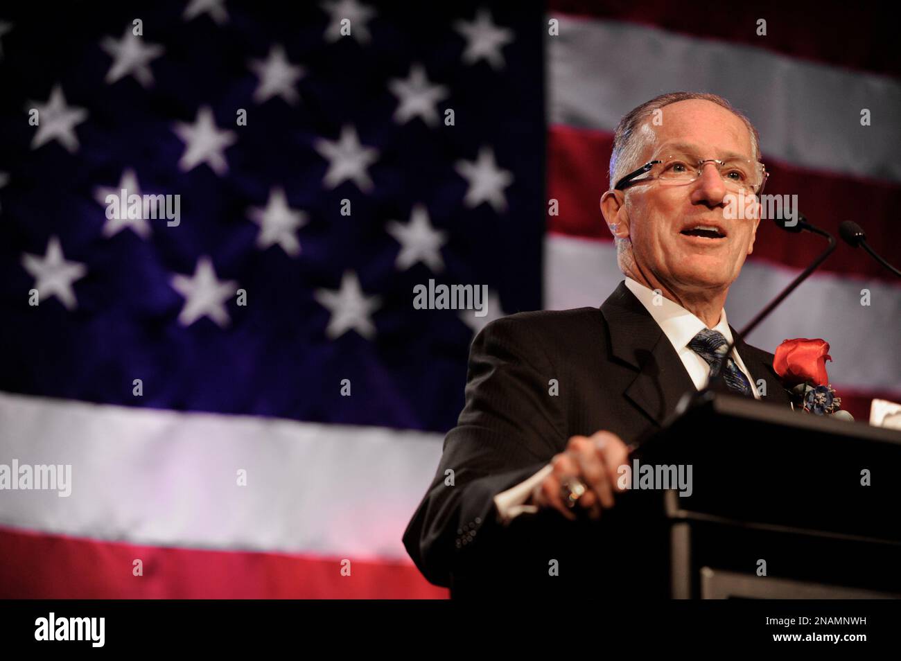 Dr. Mike Emrick speaks after being inducted into the U.S. Hockey Hall ...