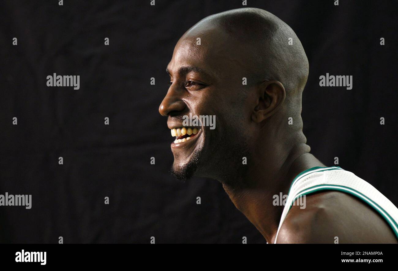 Boston Celtics forward Kevin Garnett smiles while being interviewed ...