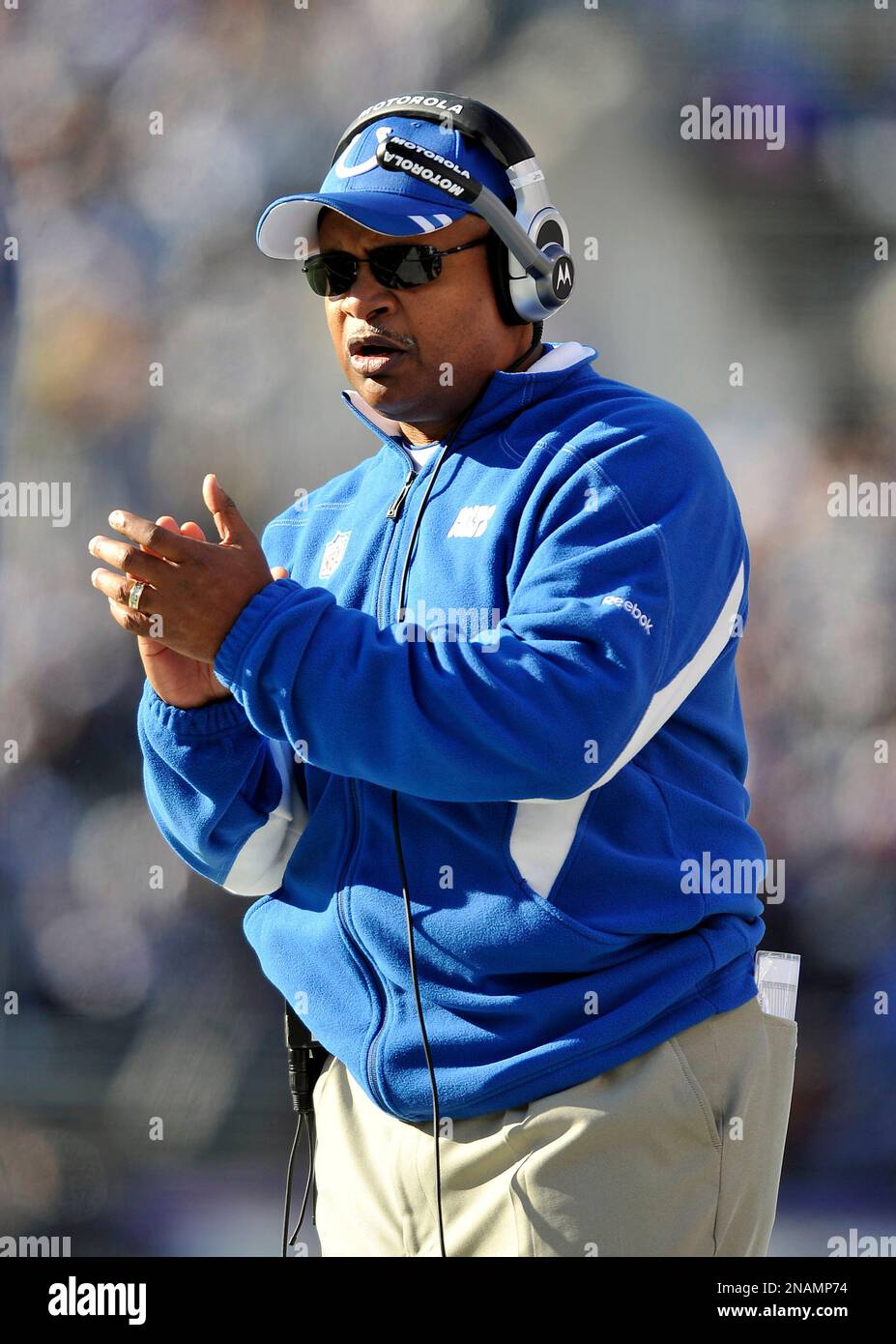 Indianapolis Colts head coach Jim Caldwell claps in the first half of ...