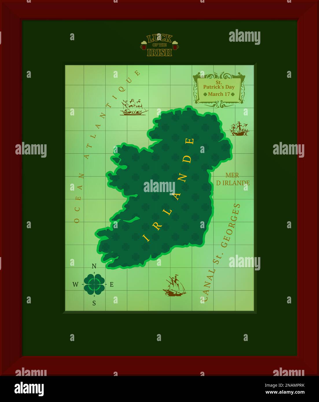 Ireland map for St. Patrick's Day in flat style for printing and design ...