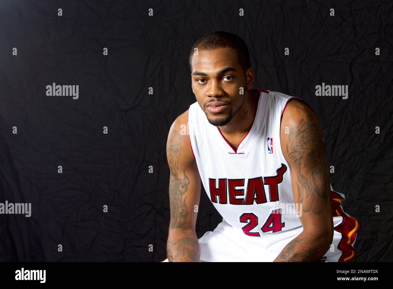 Miami Heat player Jeremy Wise poses for photos during the team's media ...