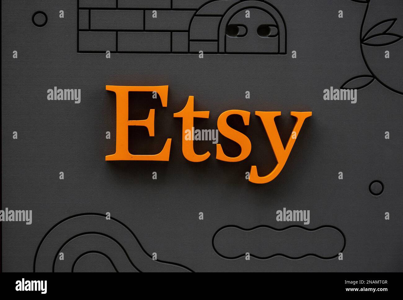 Etsy logo at their headquarters in DUMBO Brooklyn NYC Stock Photo - Alamy