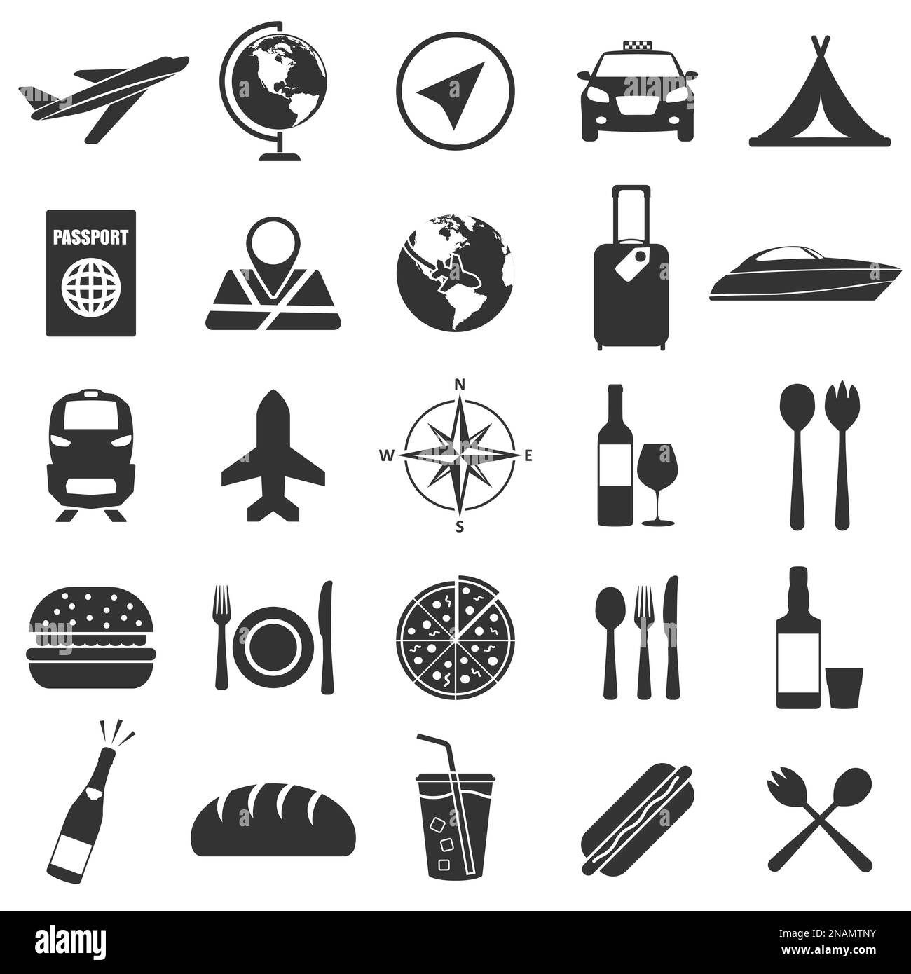 Set of travel and food icons in simple design. Vector illustration ...