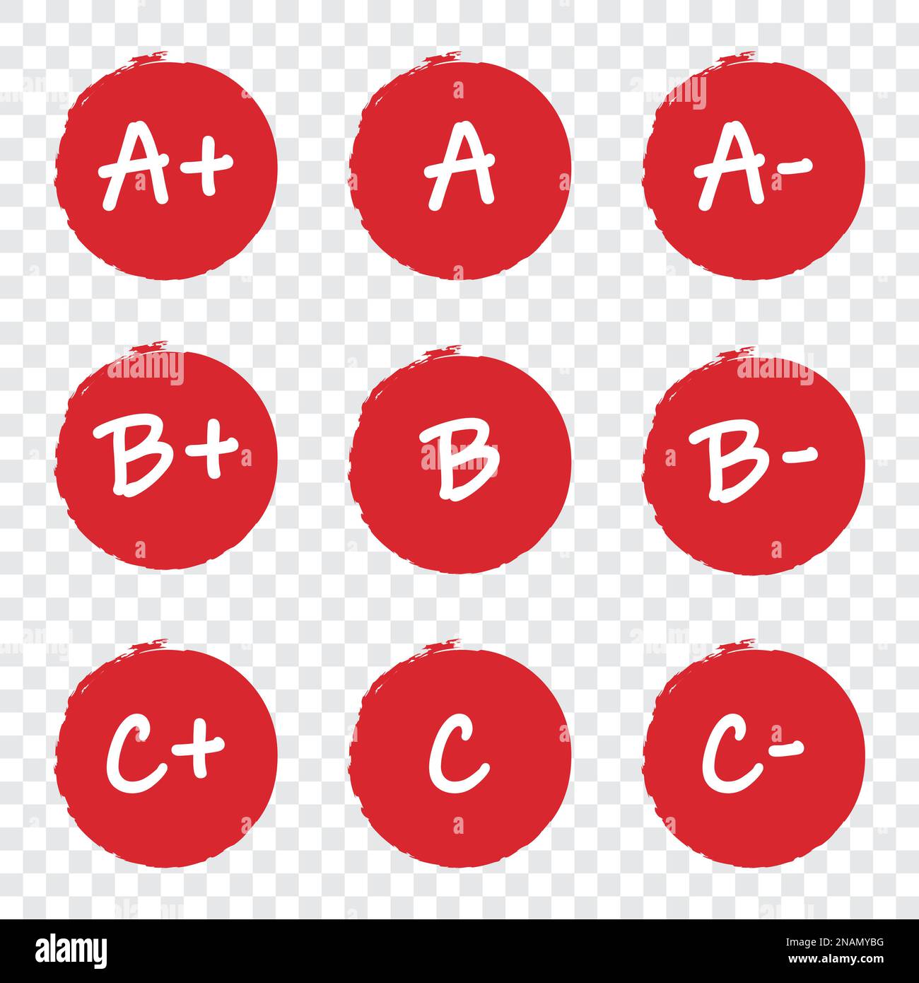 Set of grade result red circles on a transparent background Stock ...