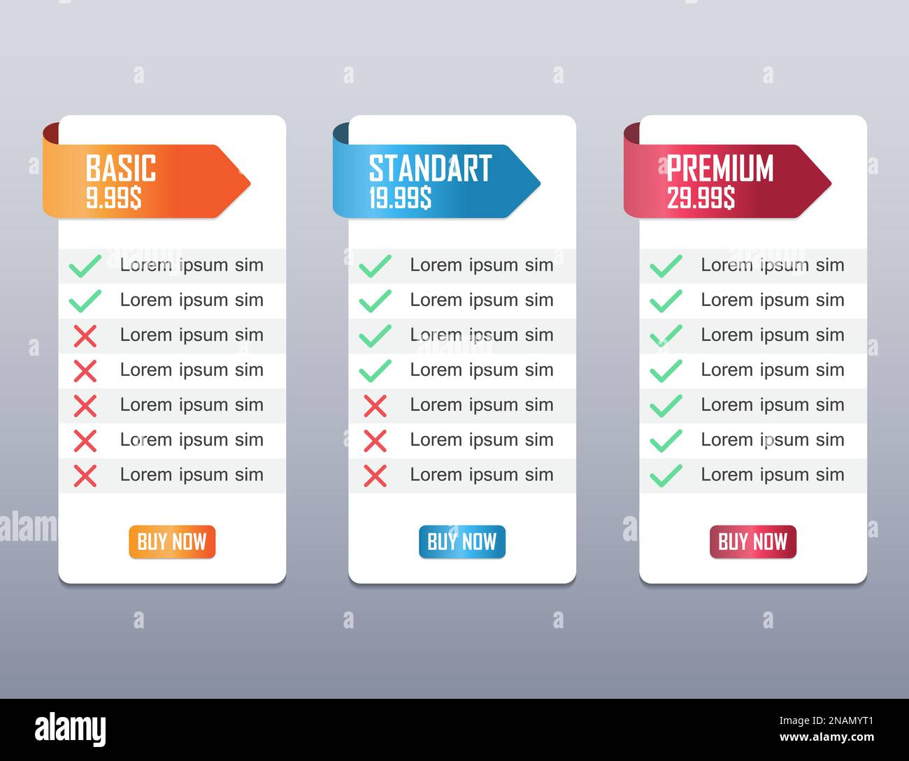 Price list, hosting plans and web boxes banners design Stock Vector ...