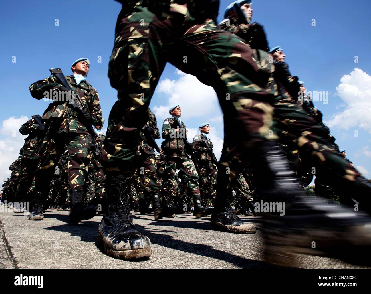 Filipino soldiers march in honor of new Philippine Forces Chief Lt. Gen ...