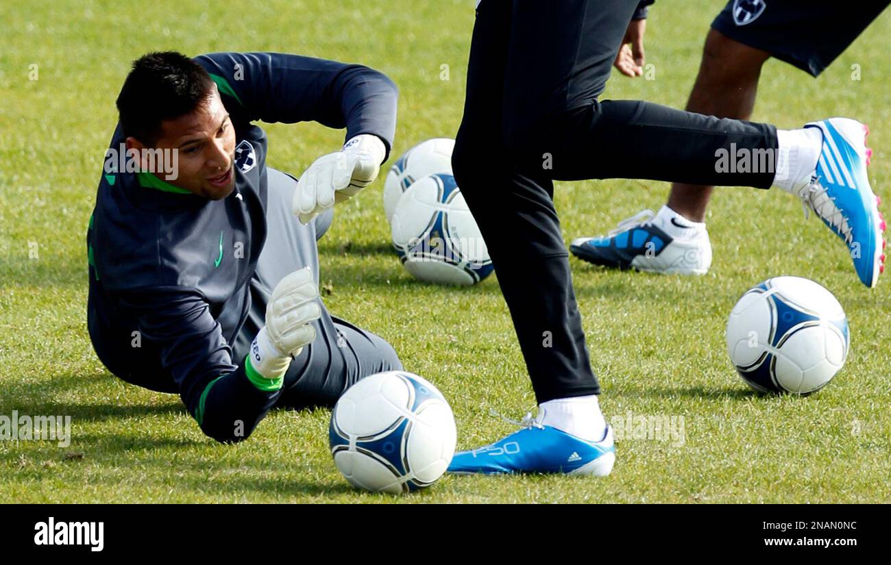 Mexico's CF Monterrey goalkeeper Jonathan Orozco works out during a ...