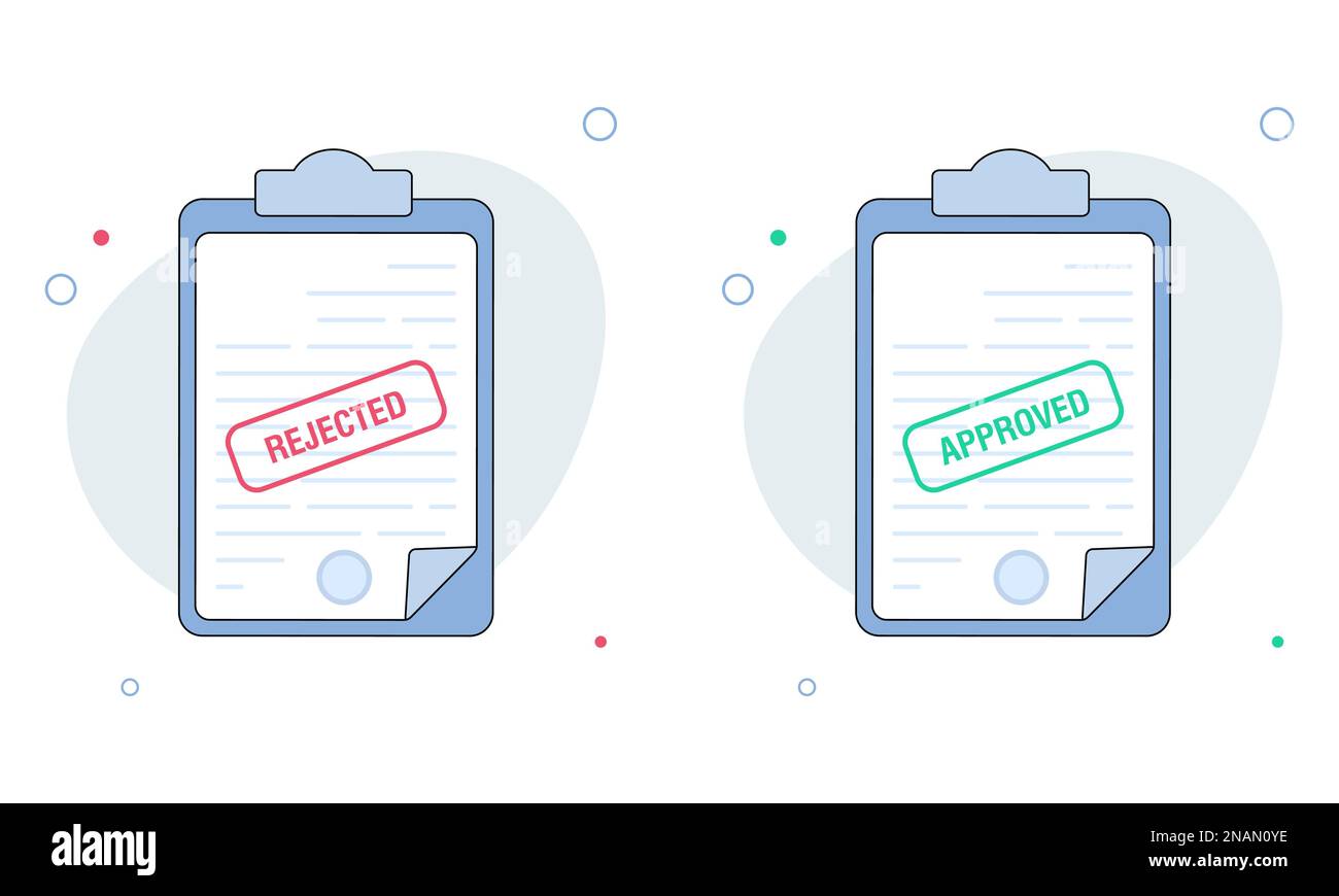 Paper document with approved or rejected stamp. Business concept ...