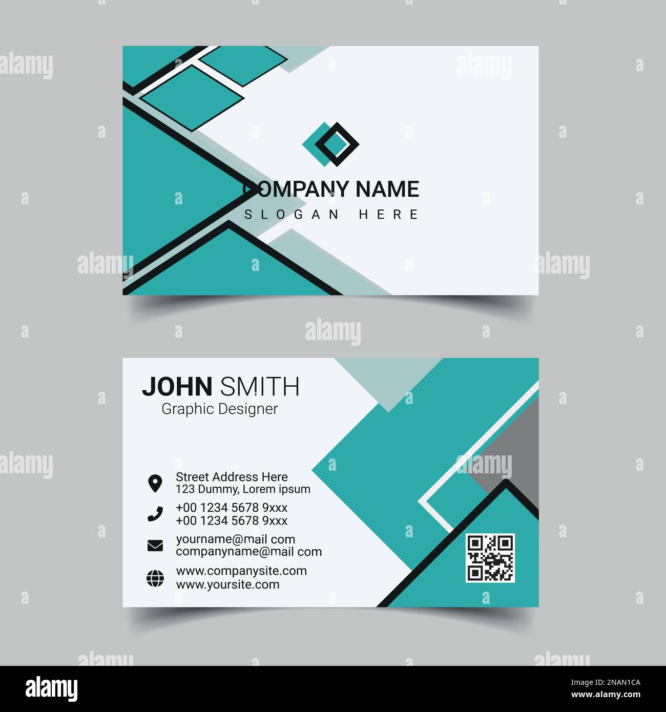 Professional business card design template for company or business. Two ...