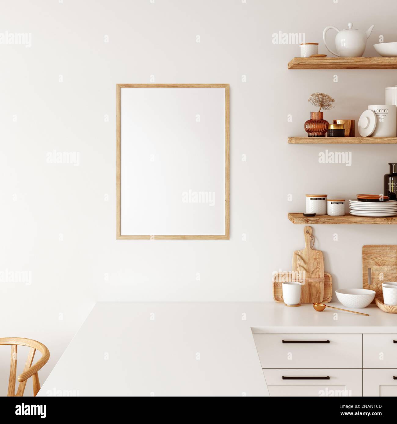 Angle frame, angle interior, and poster mockup in Boho style interior ...