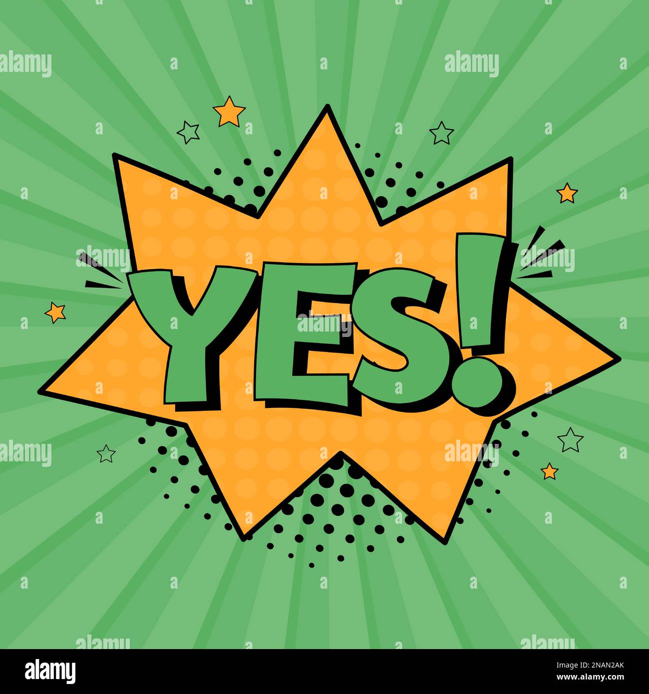 Comic speech bubble with expression text yes. Vector bright dynamic ...