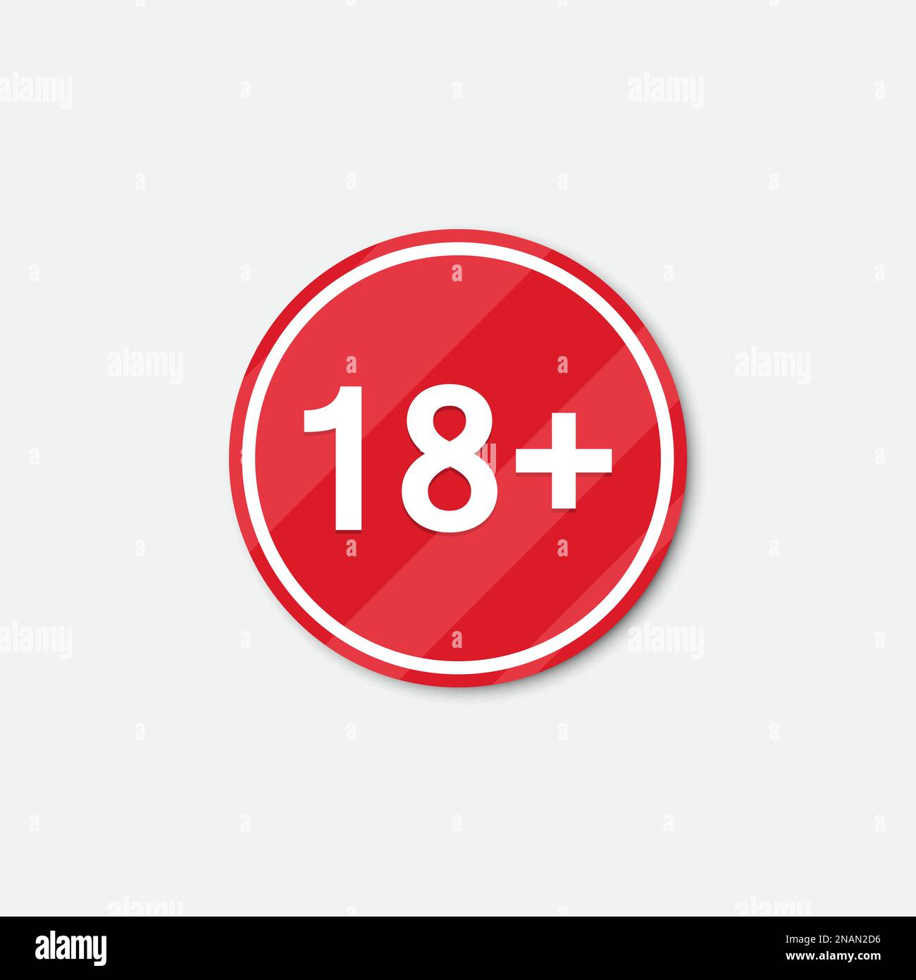 18 plus age restrictions icon with shadow. Vector illustration Stock ...
