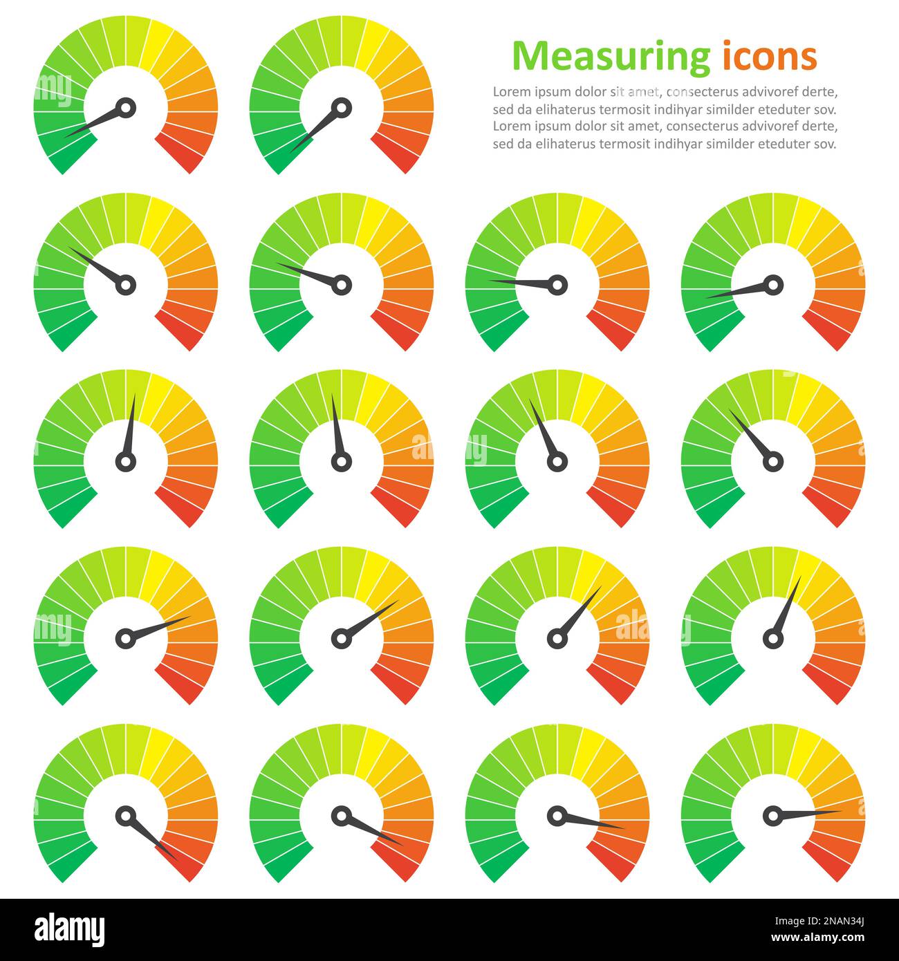 Set Of Measuring Icons On A White Background Speedometer Icons Set