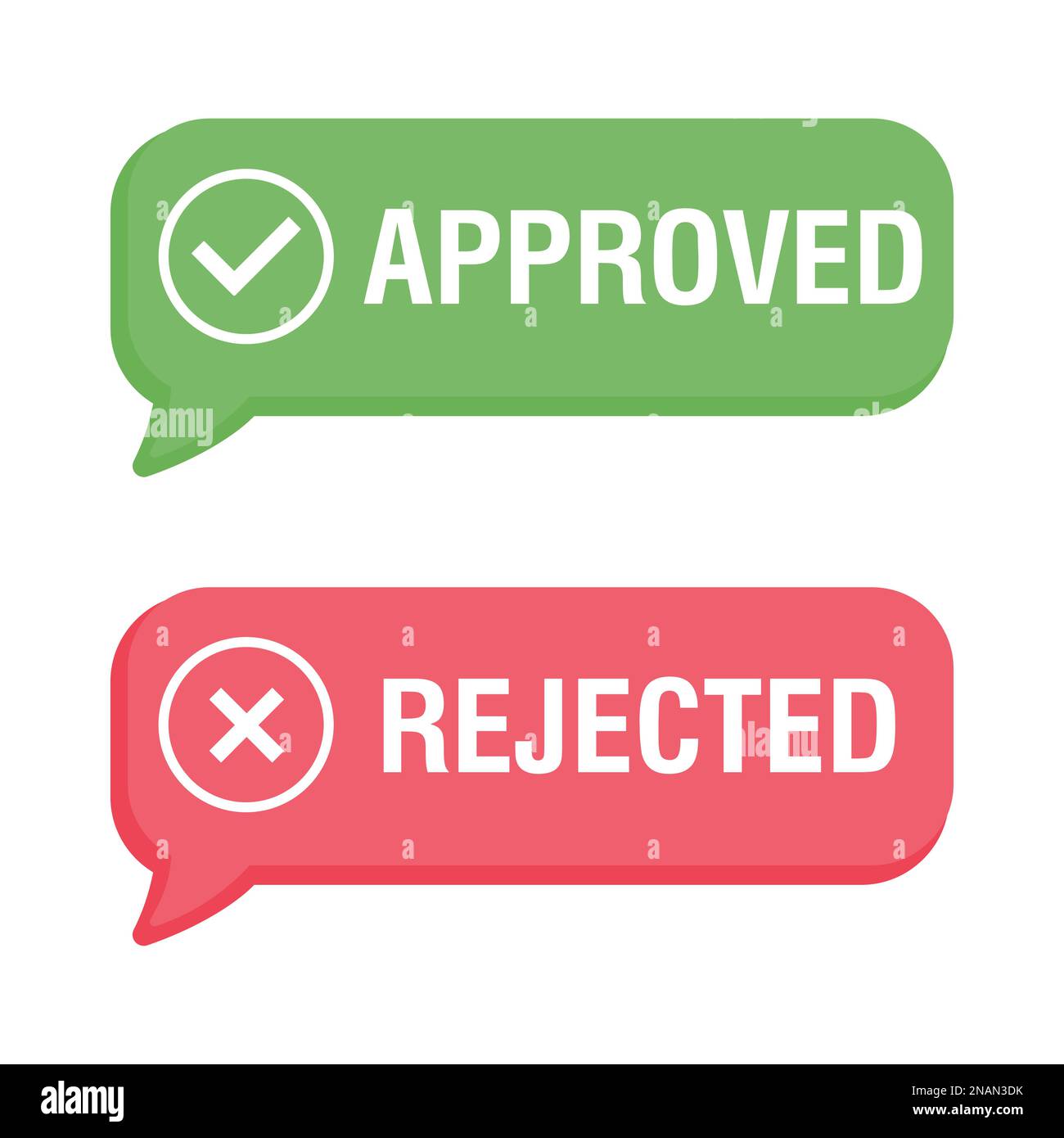 Approved and rejected stickers, check or cross mark sign. Vector flat illustration Stock Vector ...