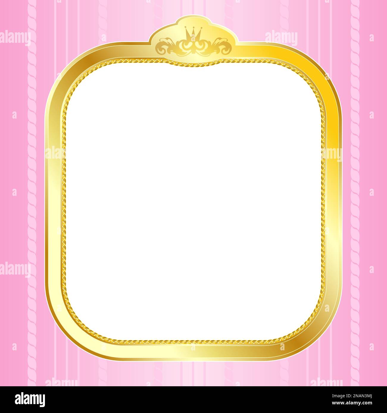 Golden fantasy frame for a portrait on a pink wall. Vector illustration ...