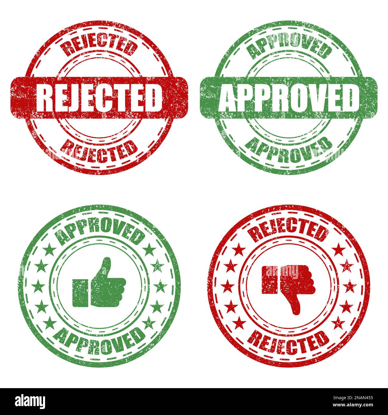 Set of approved and rejected rubber stamp on a white background Stock Vector Image & Art - Alamy