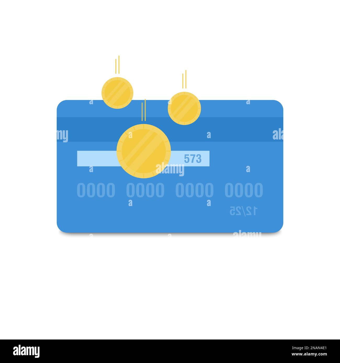Flat credit card and flying coin. Online payment concept. Money ...
