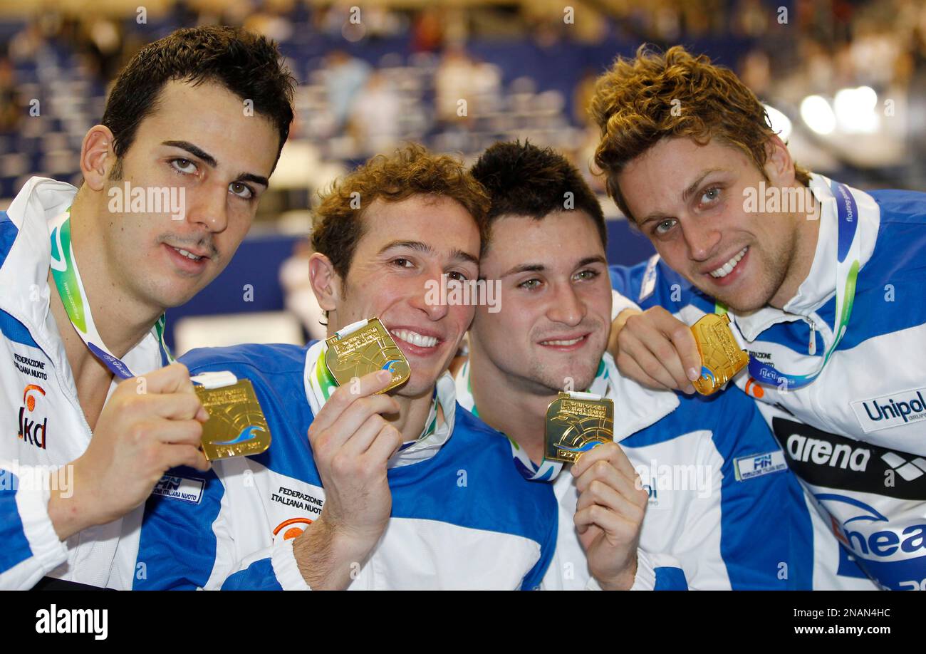 Italy's gold medal winning team, from left, Federico Bocchia, Andrea ...