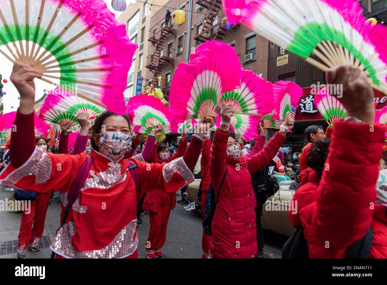 Chinese women dancing with shans at the 25th Annual Chinese Lunar New ...