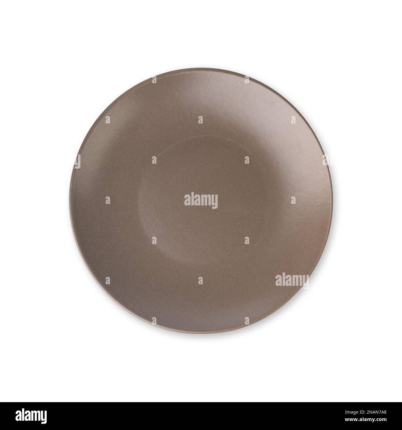 Brown ceramic plate isolated over white background Stock Photo - Alamy