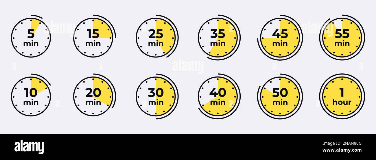 Timer Clock Stopwatch Isolated Set Icons Countdown Timer Symbol Icon