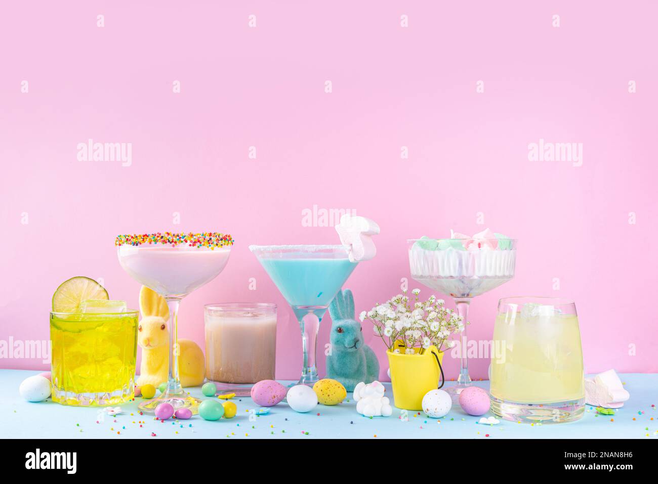 Colorful pastel colored kids Easter party mocktails, Creamy and iced ...