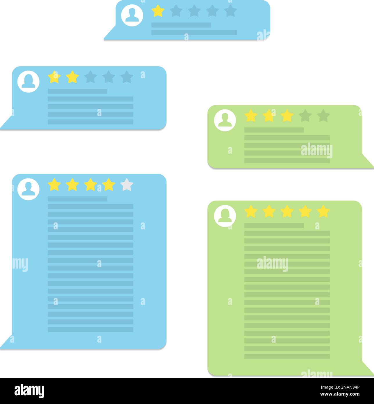 Set of review rating bubble speeches in a flat design Stock Vector ...