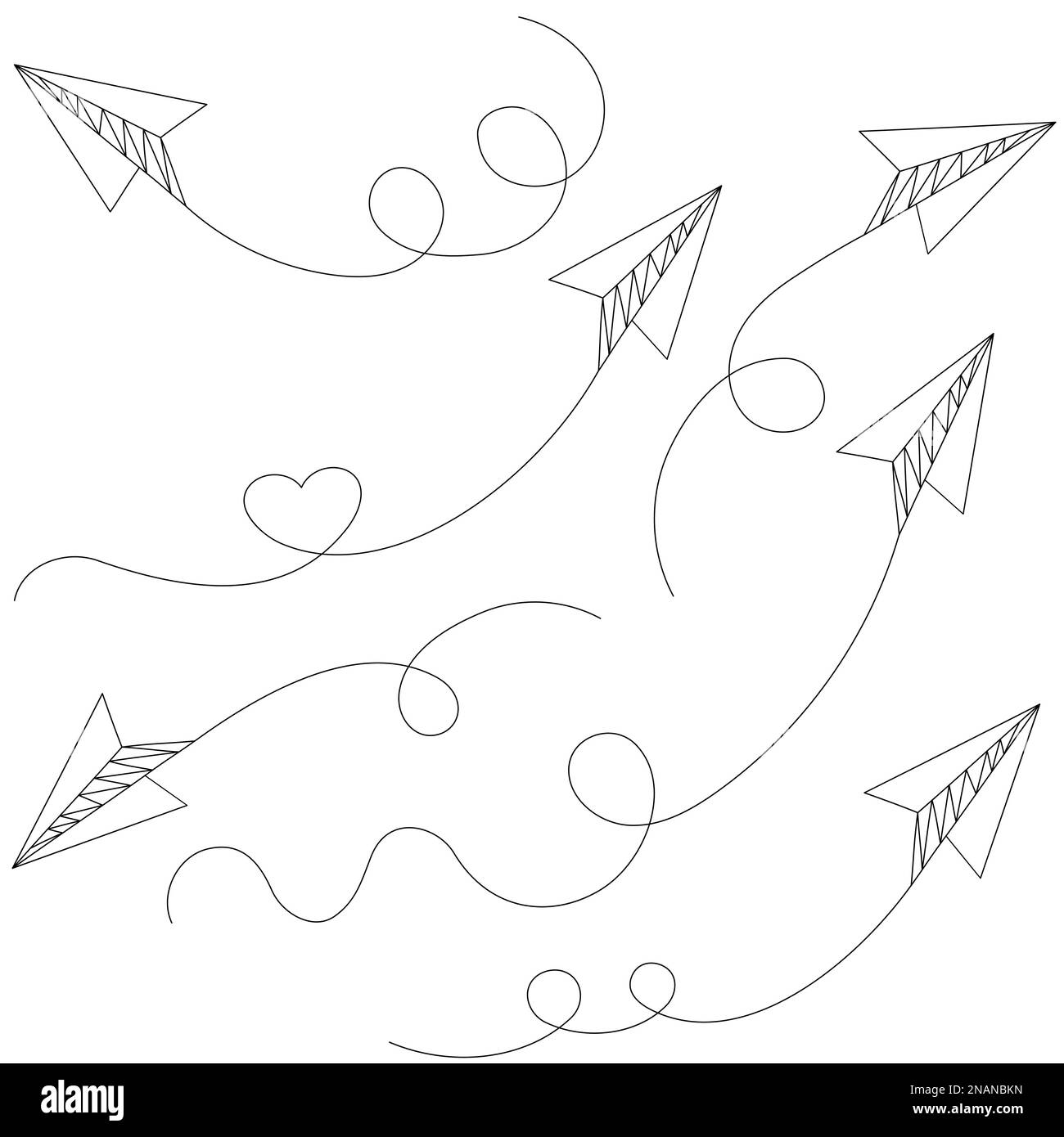 Vector set of hand drawn doodle paper airplane isolated on white ...