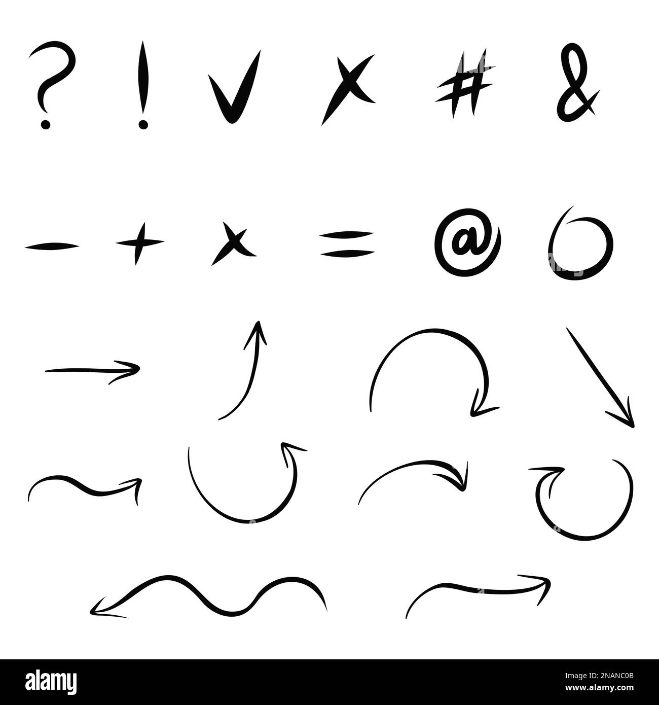 Doodle vector arrows and design elements. Hand drawn set of icons ...