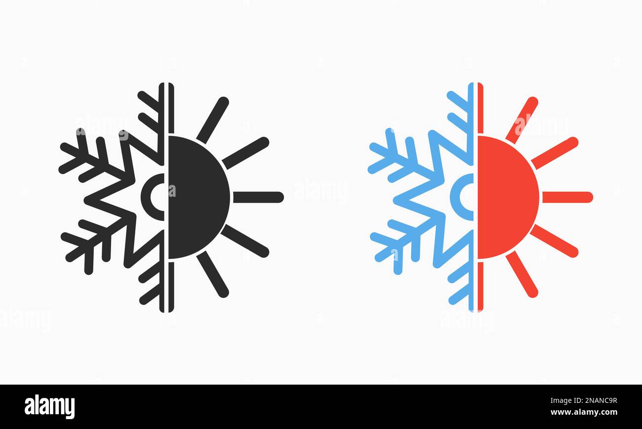 Hot and cold symbol. Sun and snowflake all season concept logo. Vector ...
