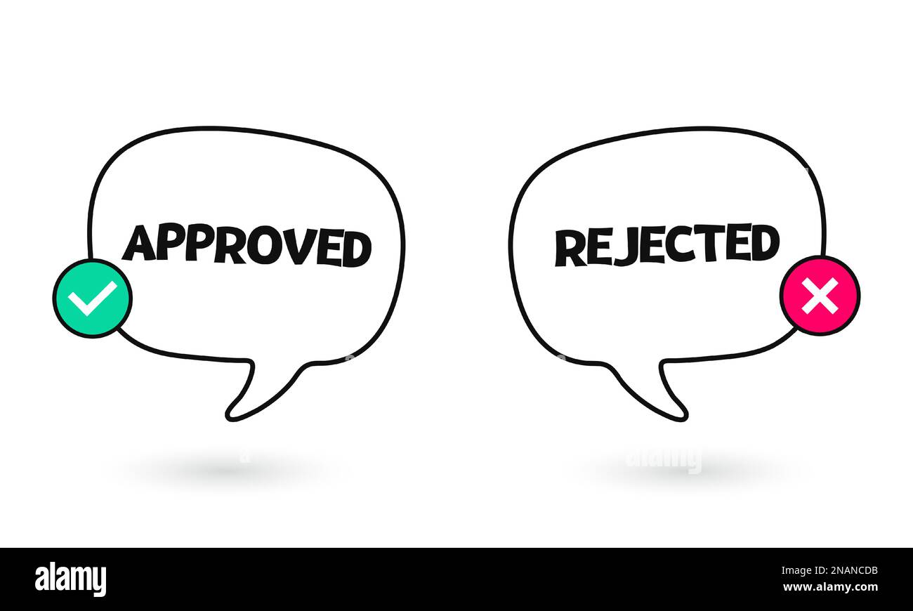 Approved and rejected bubble icon. Check or cross mark sign. Vector flat illustration Stock ...