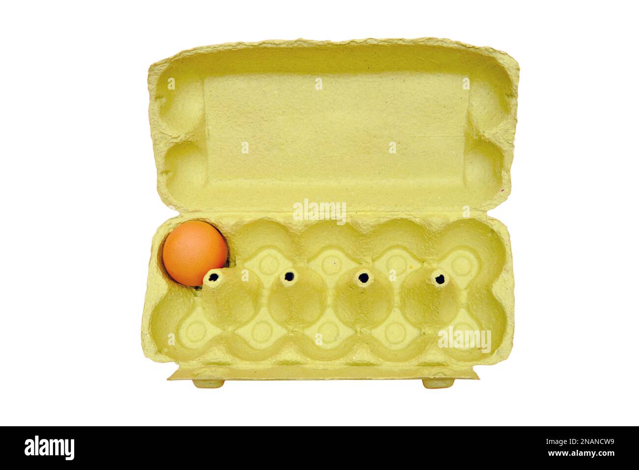 Packaging with one egg in a cardboard box, isolated on a white ...