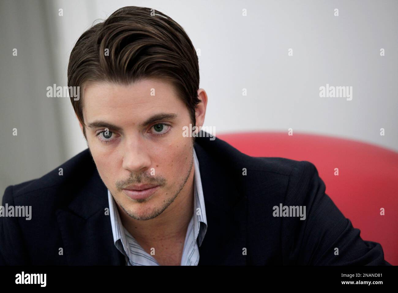 In this Nov. 4, 2011 photo, actor Josh Henderson gives an interview ...