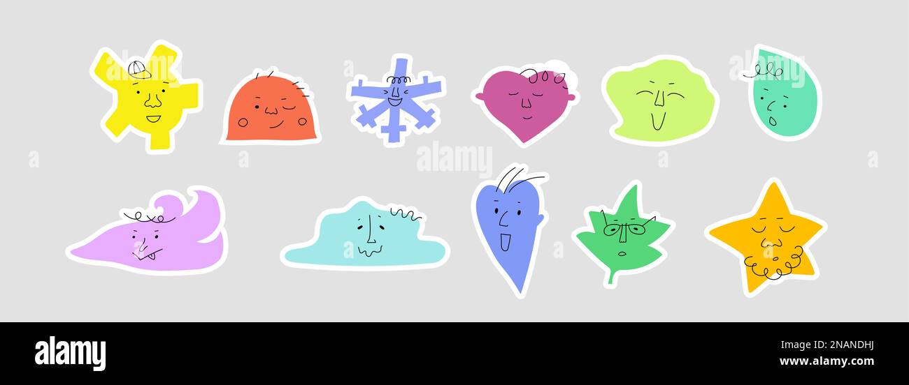 Cute children style emotional sticker about weather and environment ...