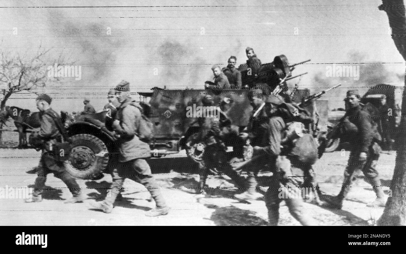 Soviet troops on the march in Germany on April 26, 1945. (AP Photo ...