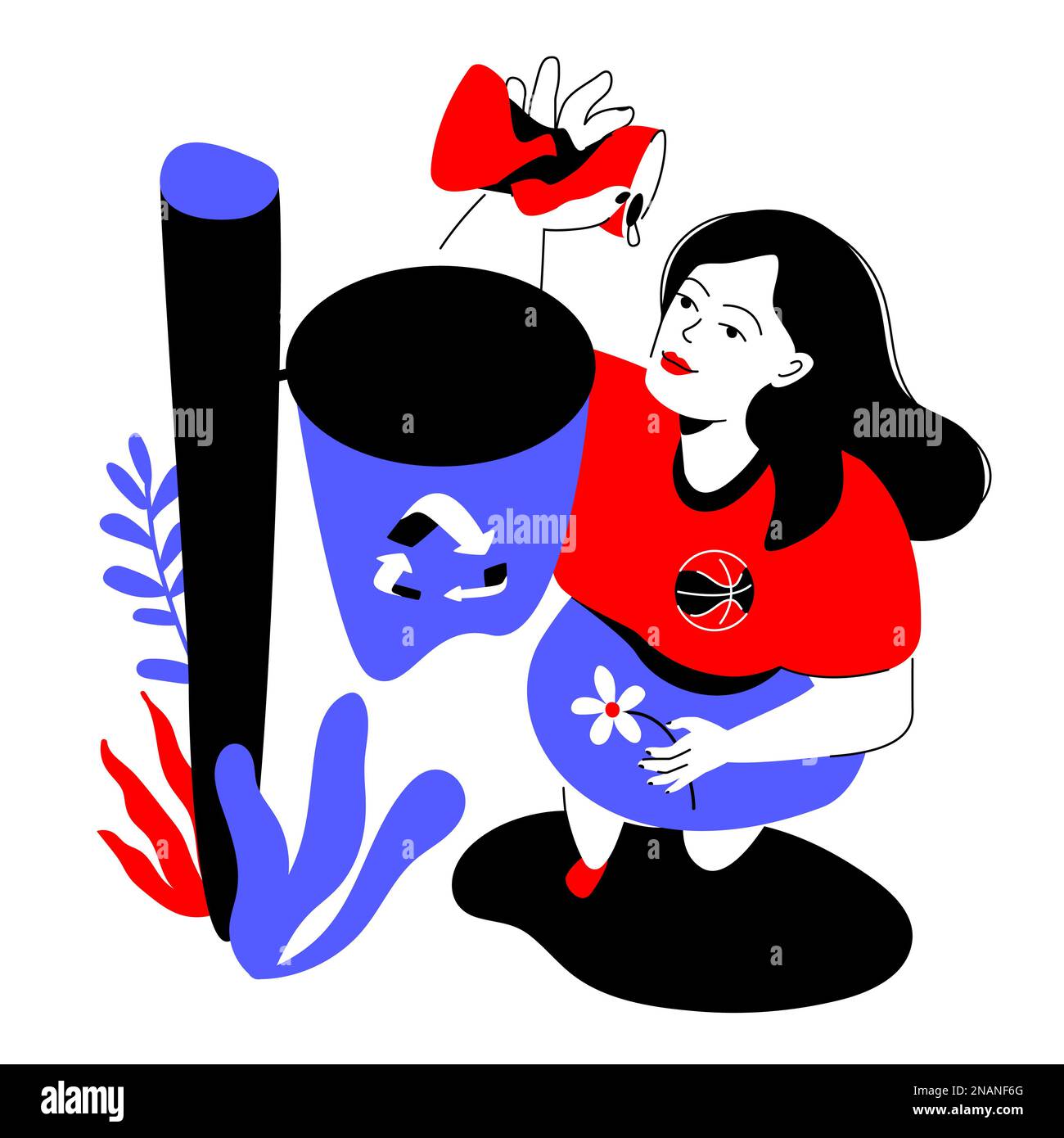 Waste sorting basket - colorful flat design style illustration Stock ...