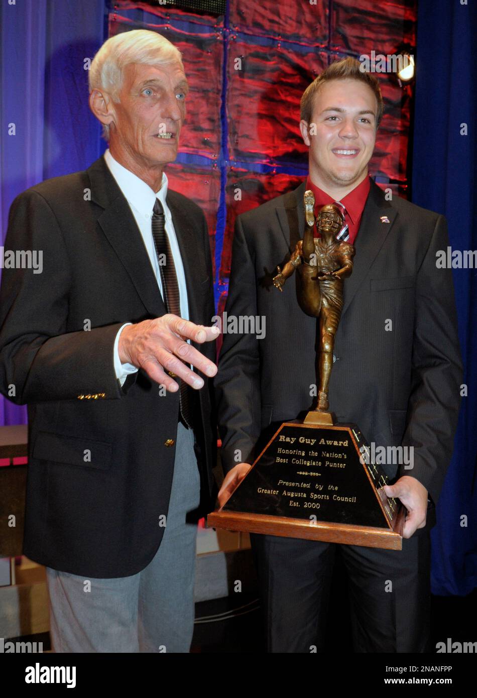 Hall of Fame football player Ray Guy, left, talks with Louisiana Tech's ...