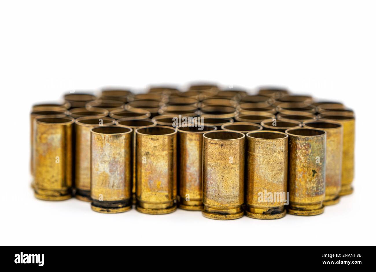 bullet cartridges casings on white background Stock Photo - Alamy