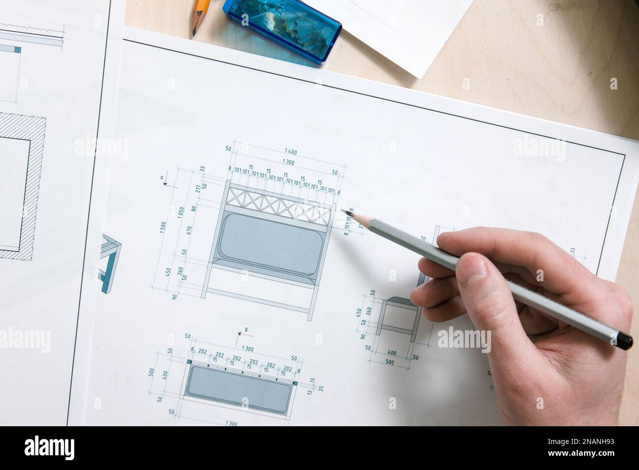 Designer working process top view Stock Photo - Alamy