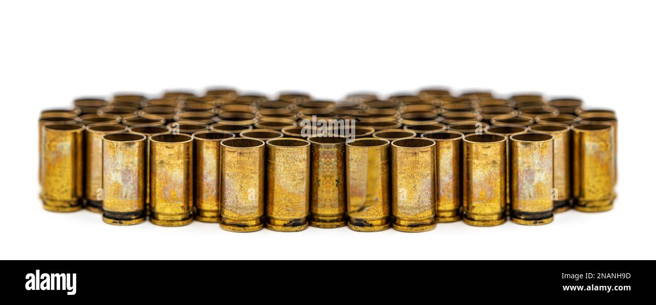 bullet cartridges casings on white background Stock Photo - Alamy