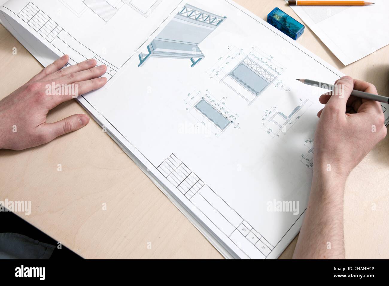 Designers drawing scheme Stock Photo - Alamy