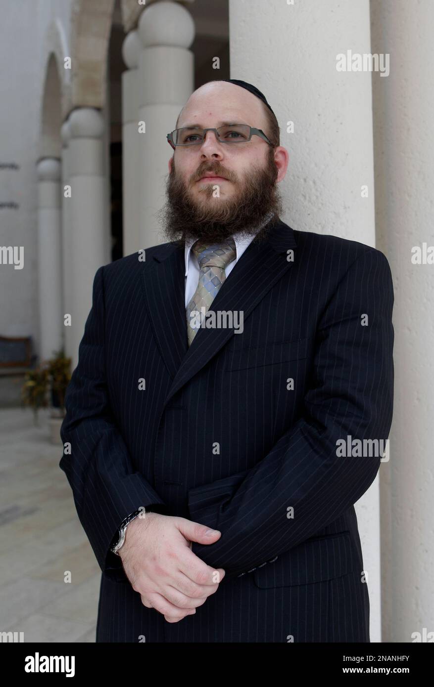 Rabbi Menachem Stern of Brooklyn, N.Y., stands outside of the Shul ...