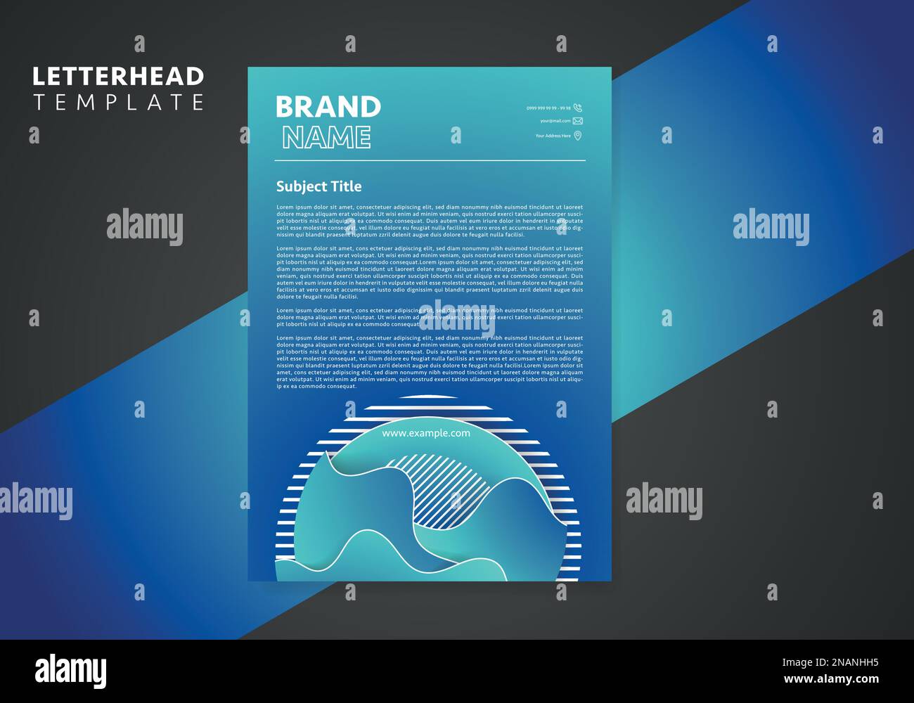 Blue letterhead template with flowing liquid shapes, amoeba forms ...