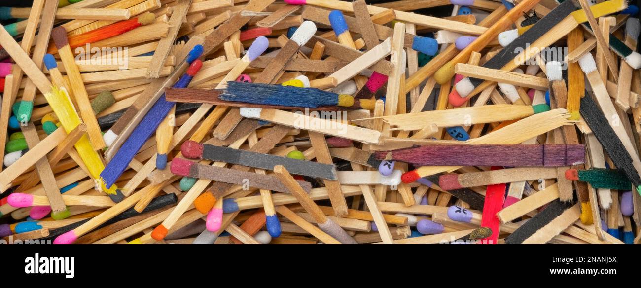 matchsticks of various shapes and colors background Stock Photo - Alamy
