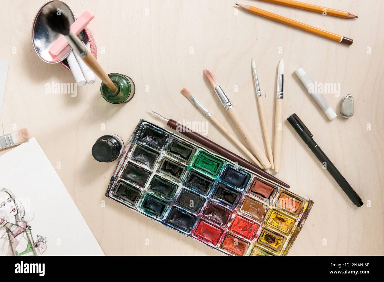 Painting tools set of designer Stock Photo - Alamy