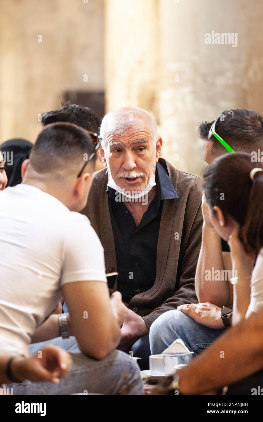 Picture of an old man wearing a respiratory face mask in the ...
