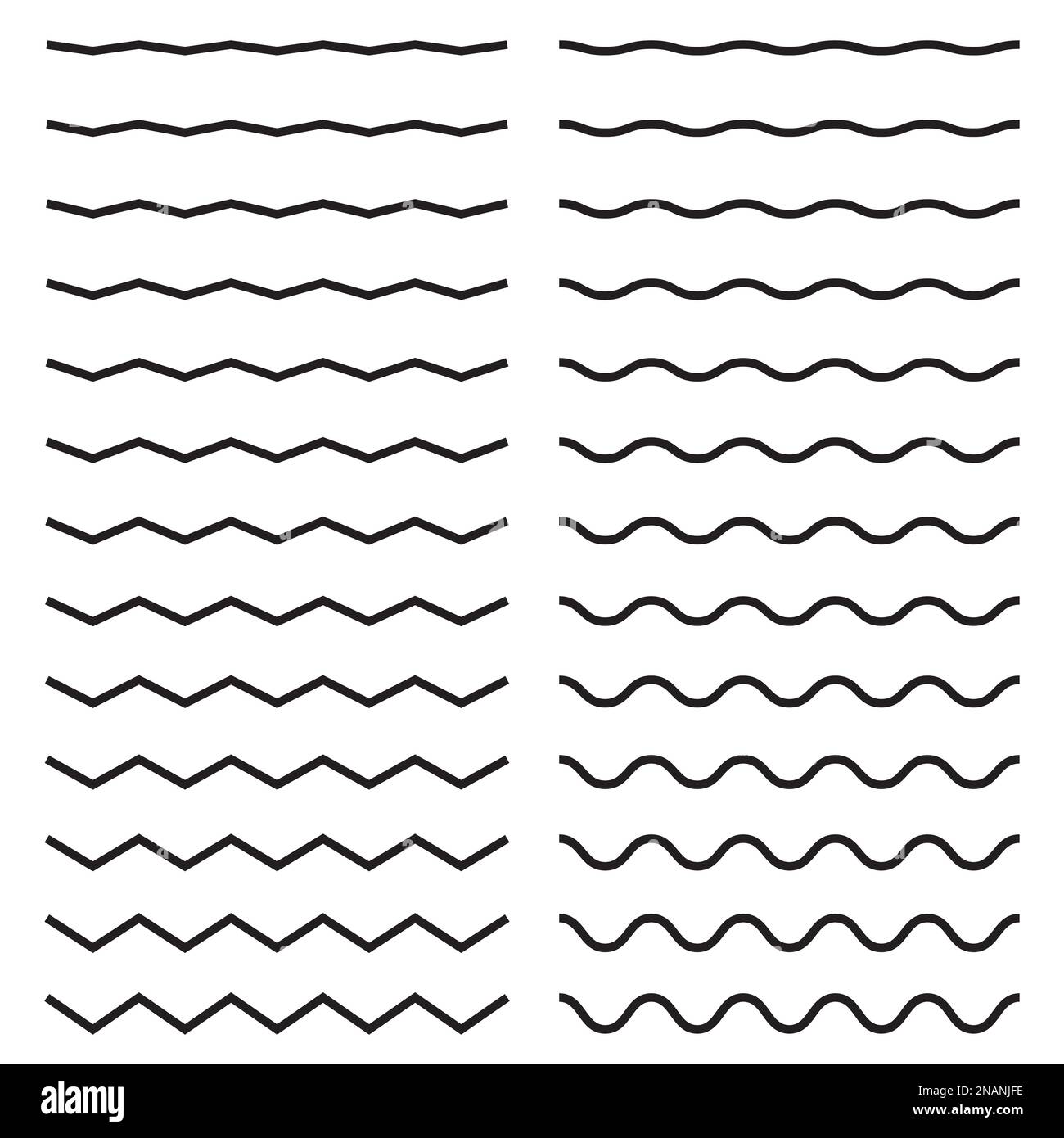 Set Of Seamless Wavy Zigzag Lines On A White Background Stock Vector Image And Art Alamy
