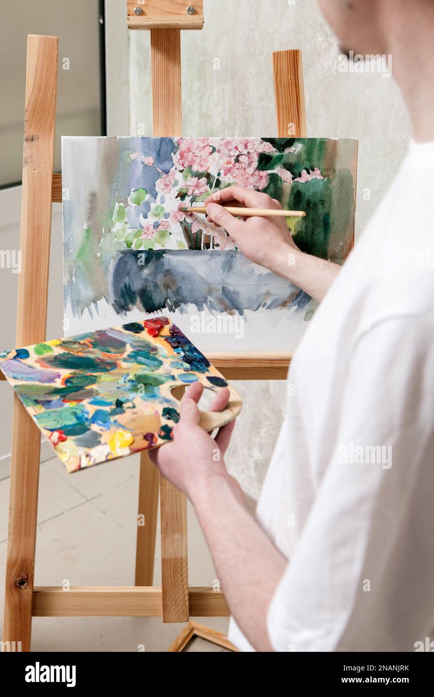 Still-life painting is drawing by artist Stock Photo - Alamy